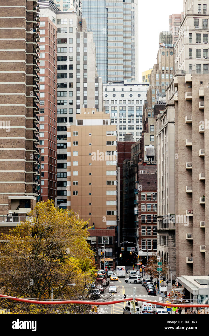 NEW-YORK - NOV 15: Cluster of buildings and the street below in New ...