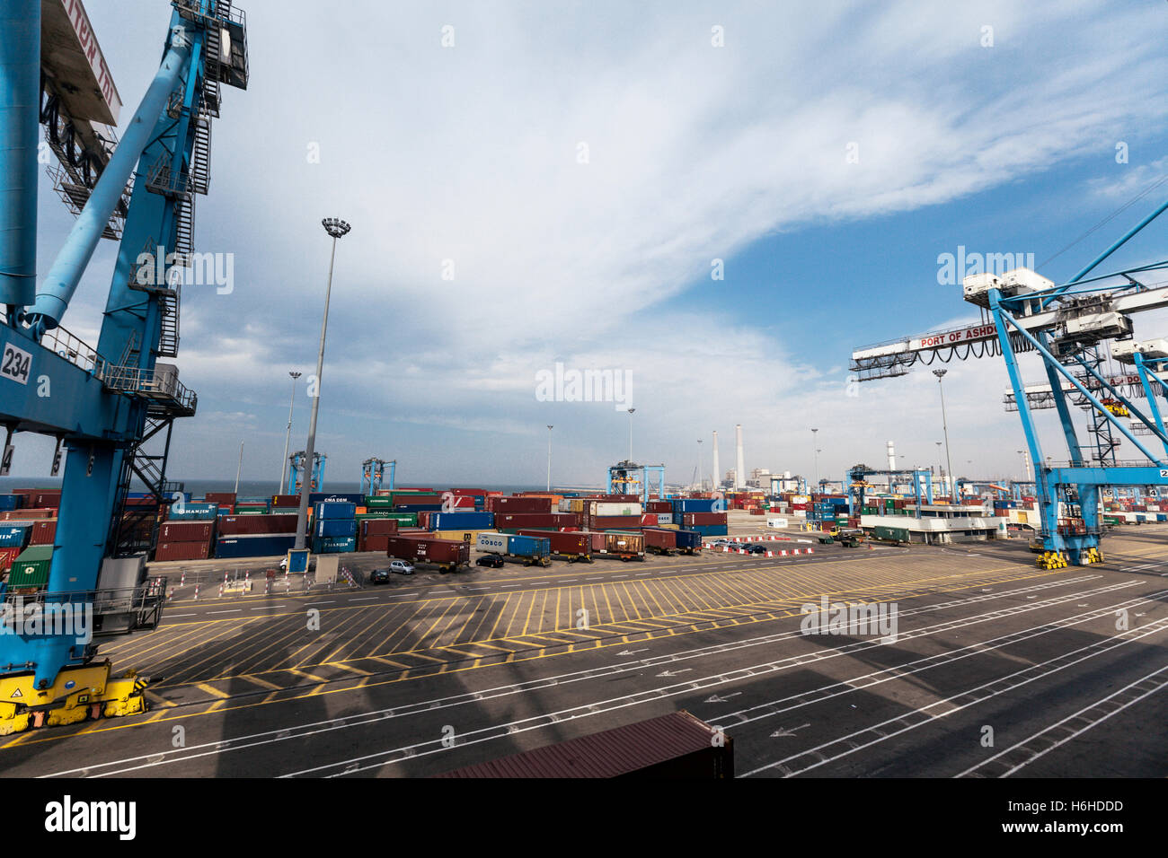 ASHDOD, ISRAEL - OCTOBER 12: Numerous full scale containers in a ...