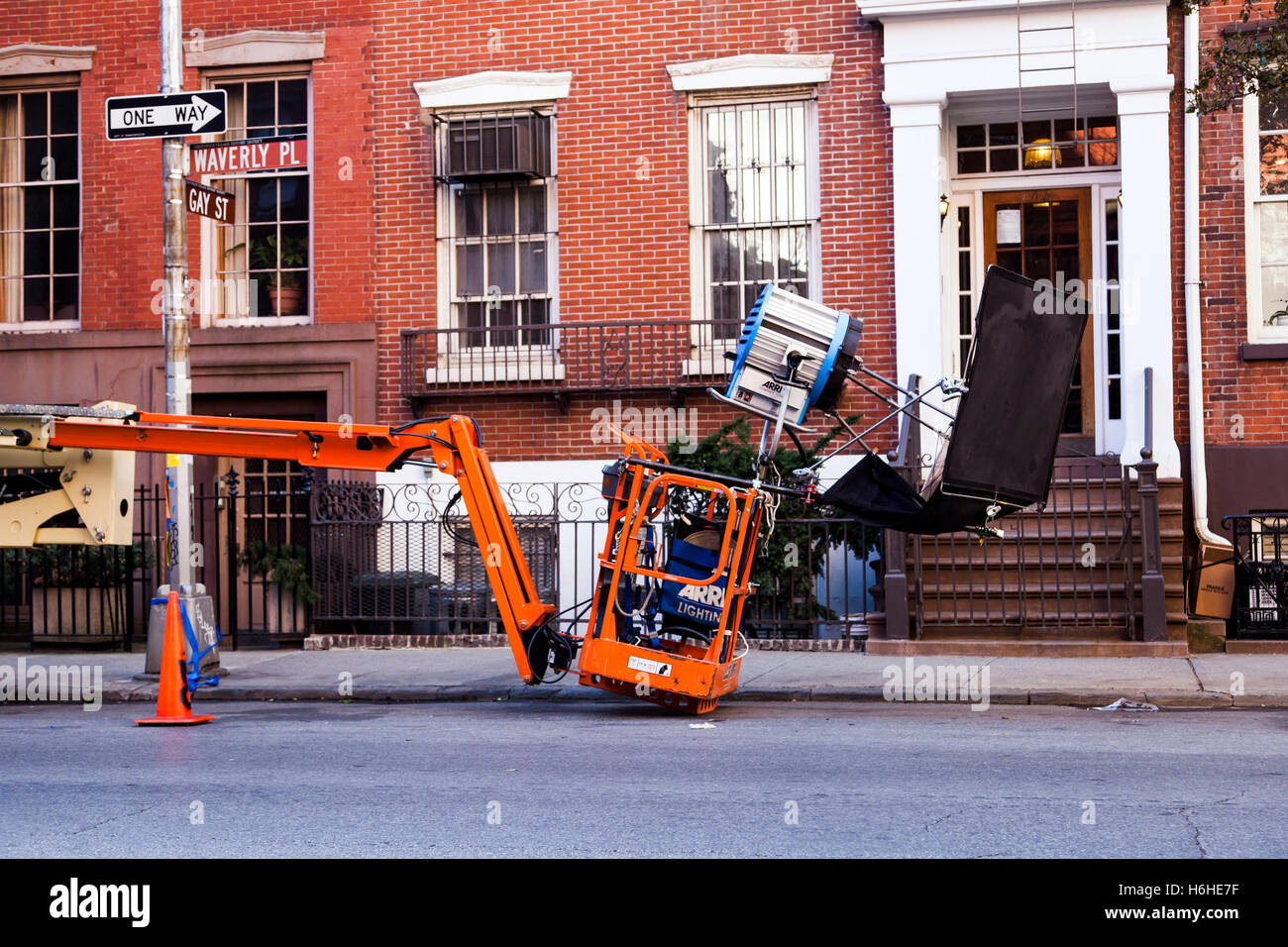 NEW-YORK - NOV 17: Heavy film industry lighting gear mounted on a ...