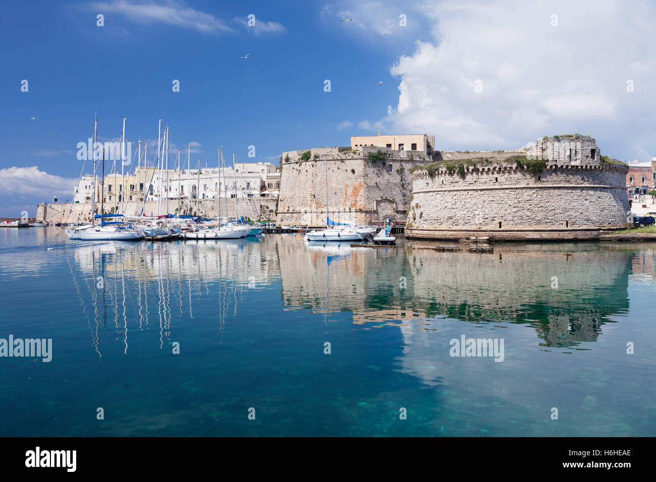 Historic centre with castle, city wall and harbor, Gallipoli, Province ...
