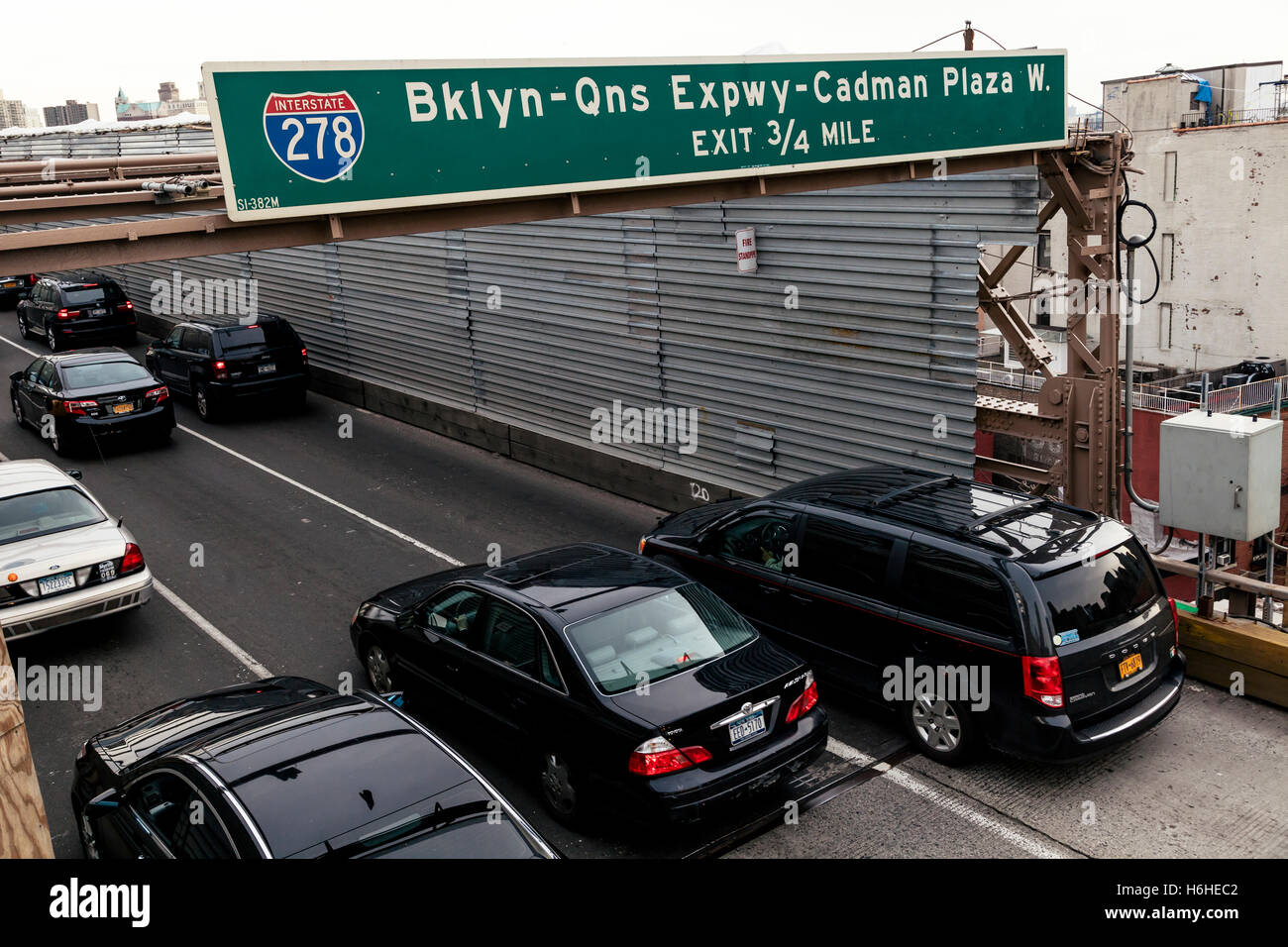 Traffic on brooklyn queens expressway hi-res stock photography and ...