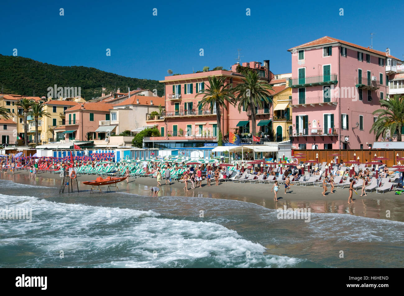 Coastal view, Alassio, Italian Riviera, Liguria, Italy, Europe Stock ...