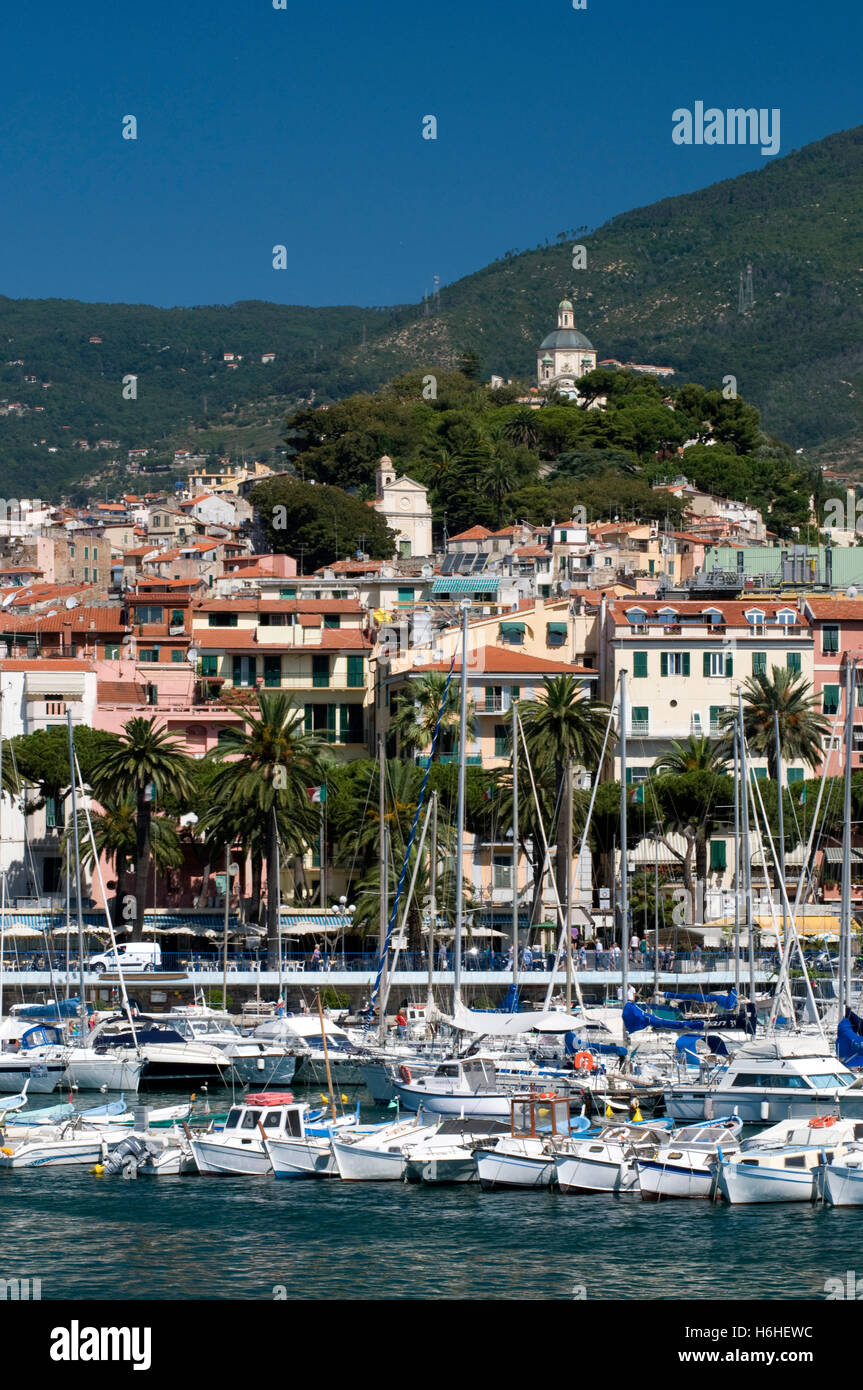 Harbor and view of the old town, San Remo, Riviera, Liguria, Italy ...