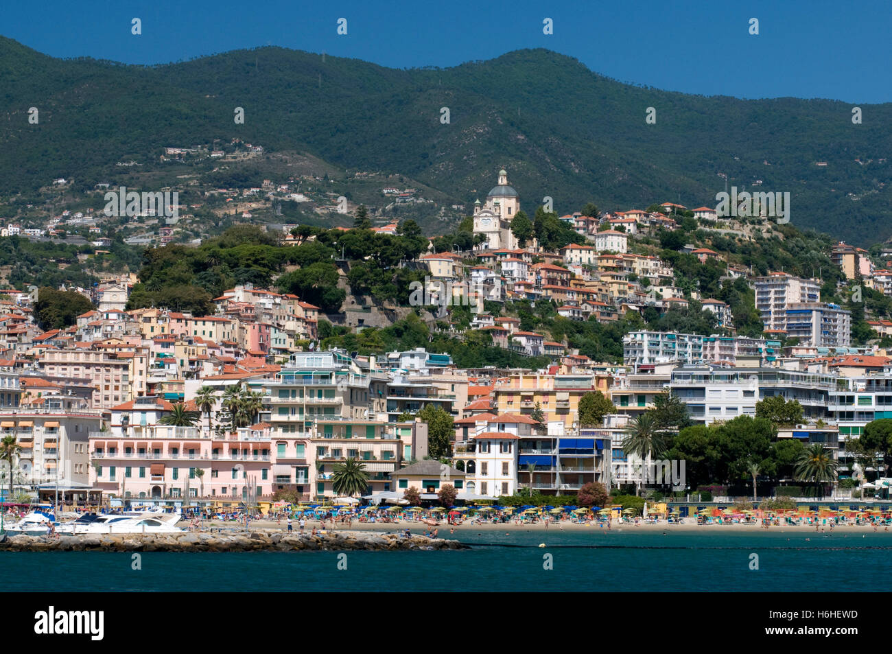 Harbor and view of the old town, San Remo, Riviera, Liguria, Italy ...