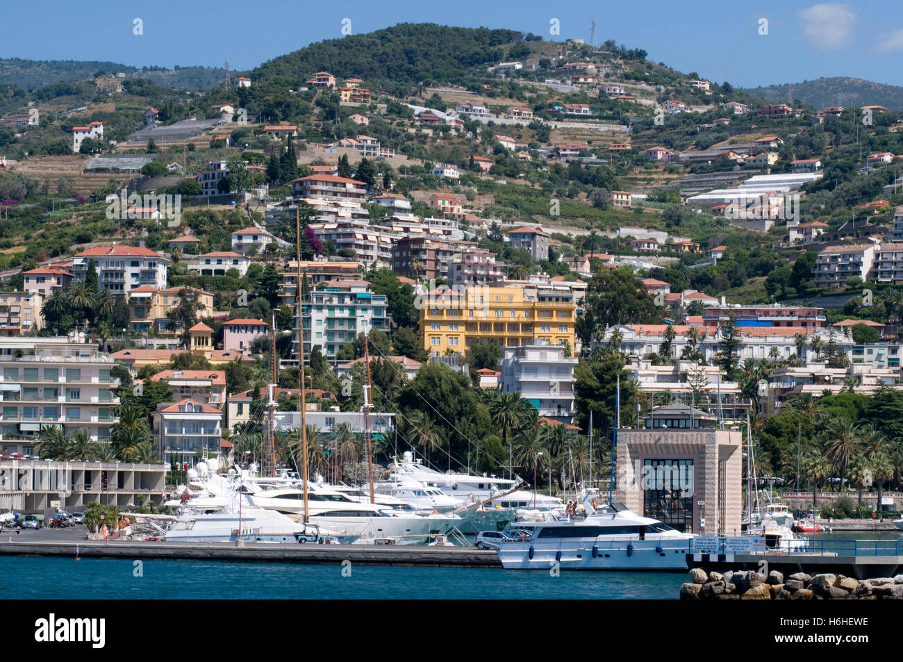 Harbor and view of the old town, San Remo, Riviera, Liguria, Italy ...