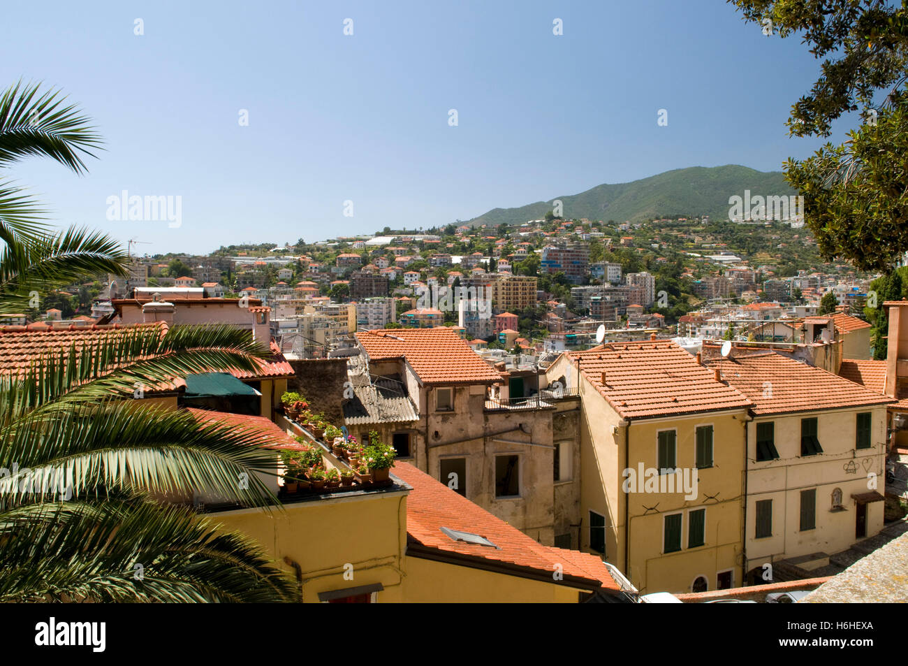 Overlooking the historic centre of San Remo, Riviera, Liguria, Italy ...