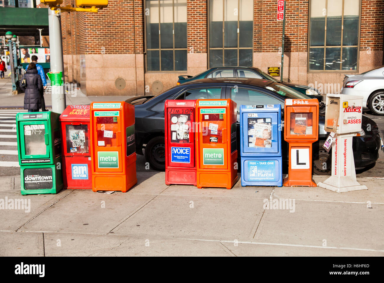 New-York, USA - NOV 18: Vending machines of various newspapers in a ...