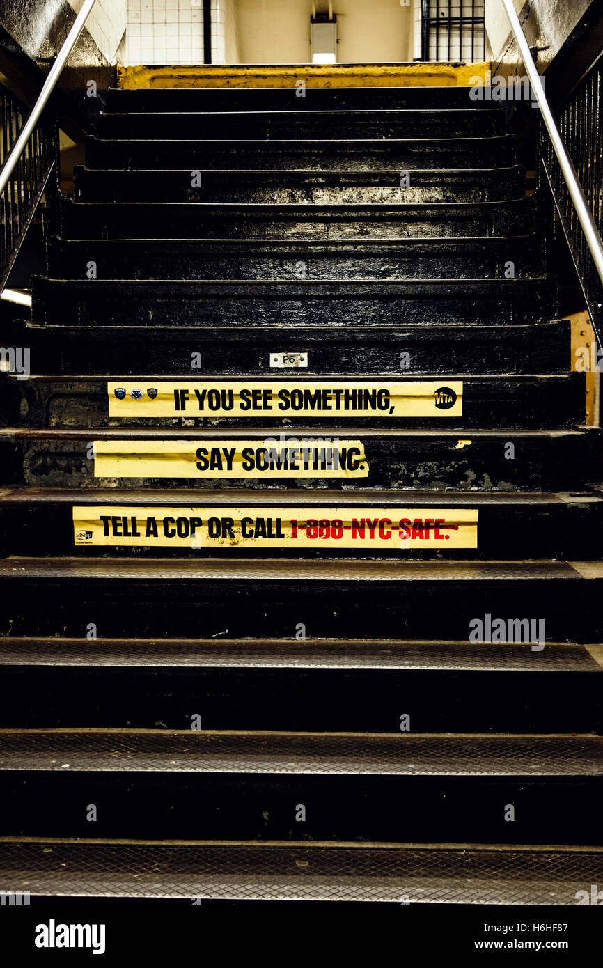 New-York - NOV 14: "If you see something, say something" sign on subway ...