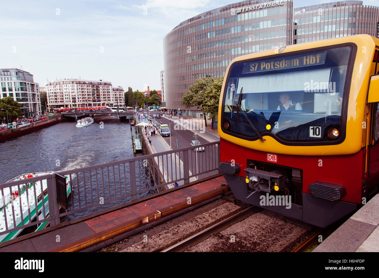 BERLIN - JUNE 18: S7 S-bahn train docking on the platform of ...