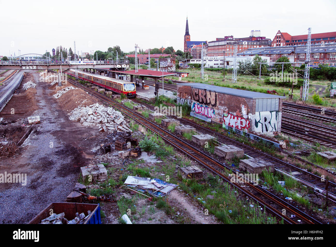 BERLIN - JUNE 18: Train docking at the platform of a train station on ...