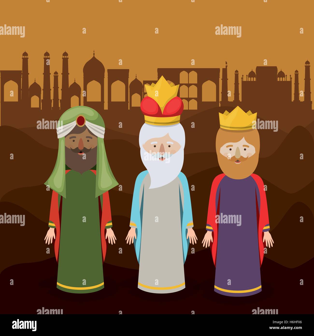The three wisemen cartoons icon. Happy epiphany day holy night and ...