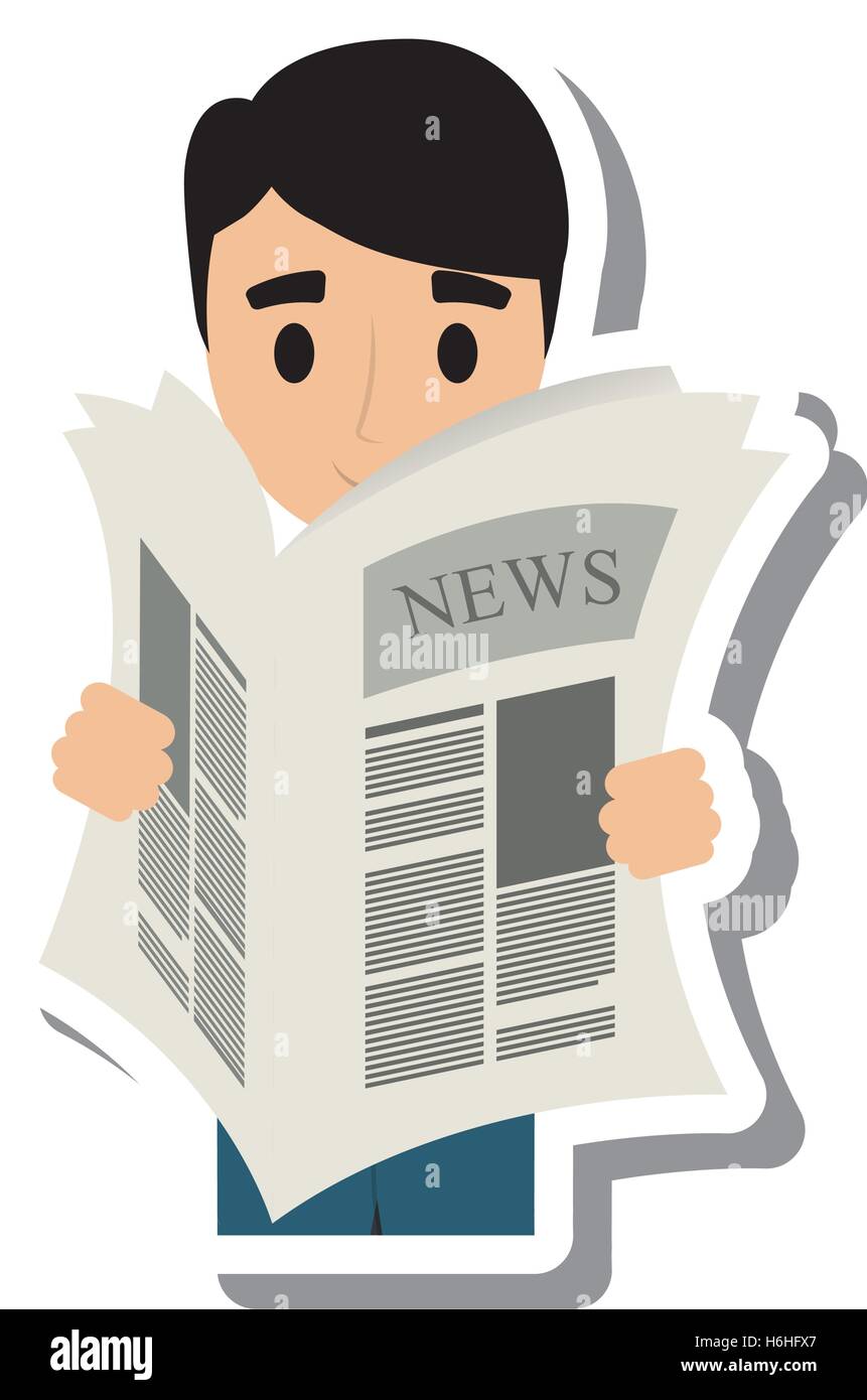 Reading newspaper story Stock Vector Images - Alamy