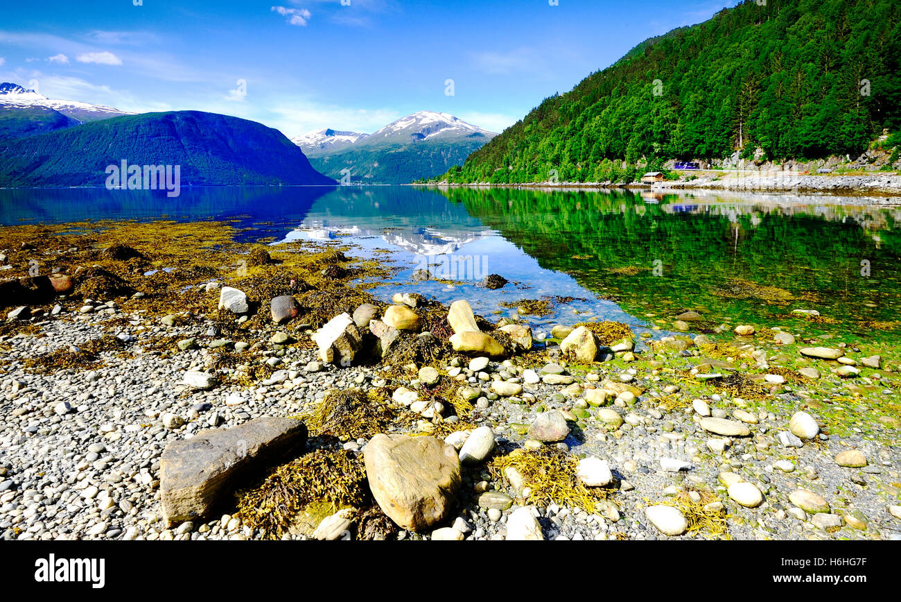 Reflections in the Fjord, Norway Stock Photo - Alamy