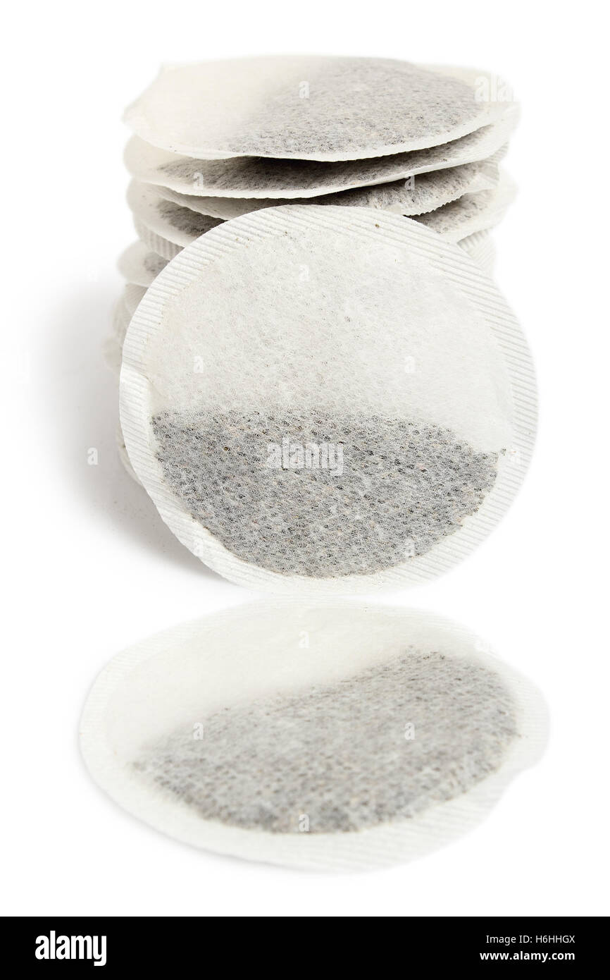 Round Tea Bags. Isolated with clipping path Stock Photo - Alamy
