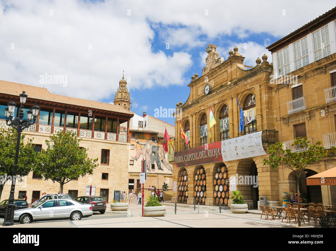 Plaza de la Paz in the center of Haro, Capital of La Rioja wine region ...