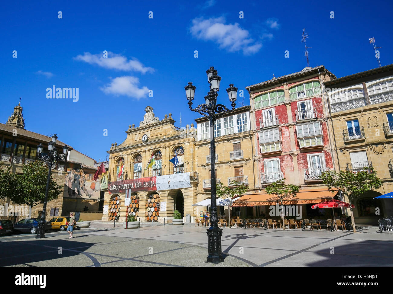 Plaza de la Paz in the center of Haro, Capital of La Rioja wine region ...