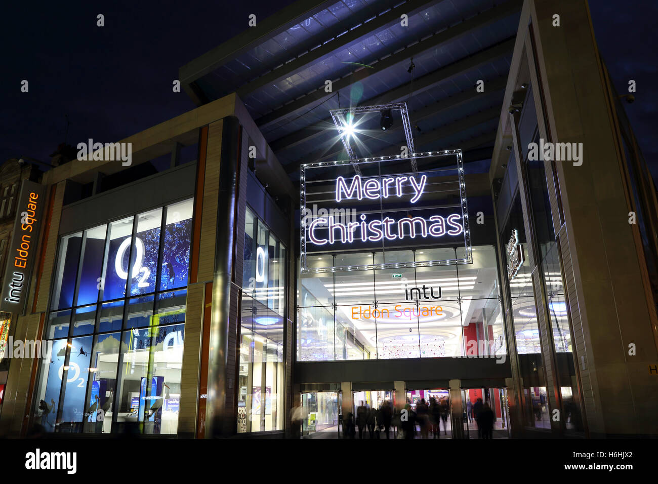 The entrance to the intu Eldon Square in Newcastle-upon-Tyne, England ...