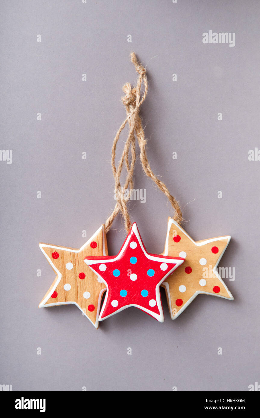 Hand made star shape christmas tree decorations Stock Photo - Alamy