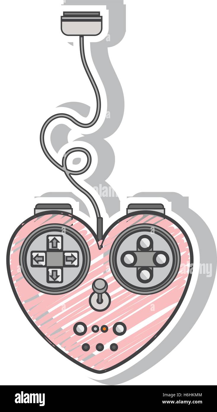 remote control in pink striped hearth with joystick vector illustration ...