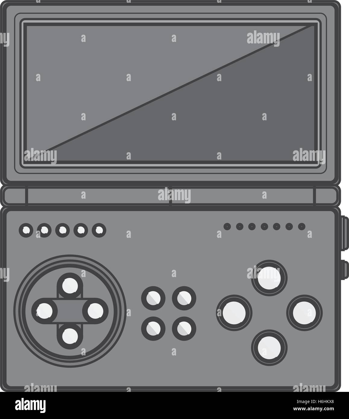Silhouette Monochrome Game Cube Remote Control With Screen And Buttons Vector Illustration Stock