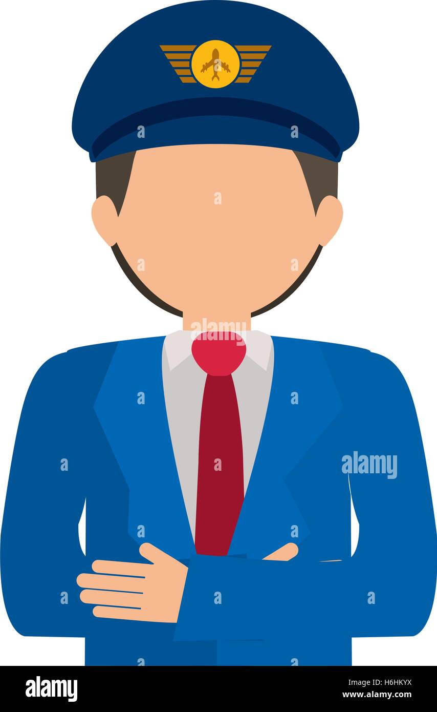 half body pilot with crossed arms vector illustration Stock Vector ...