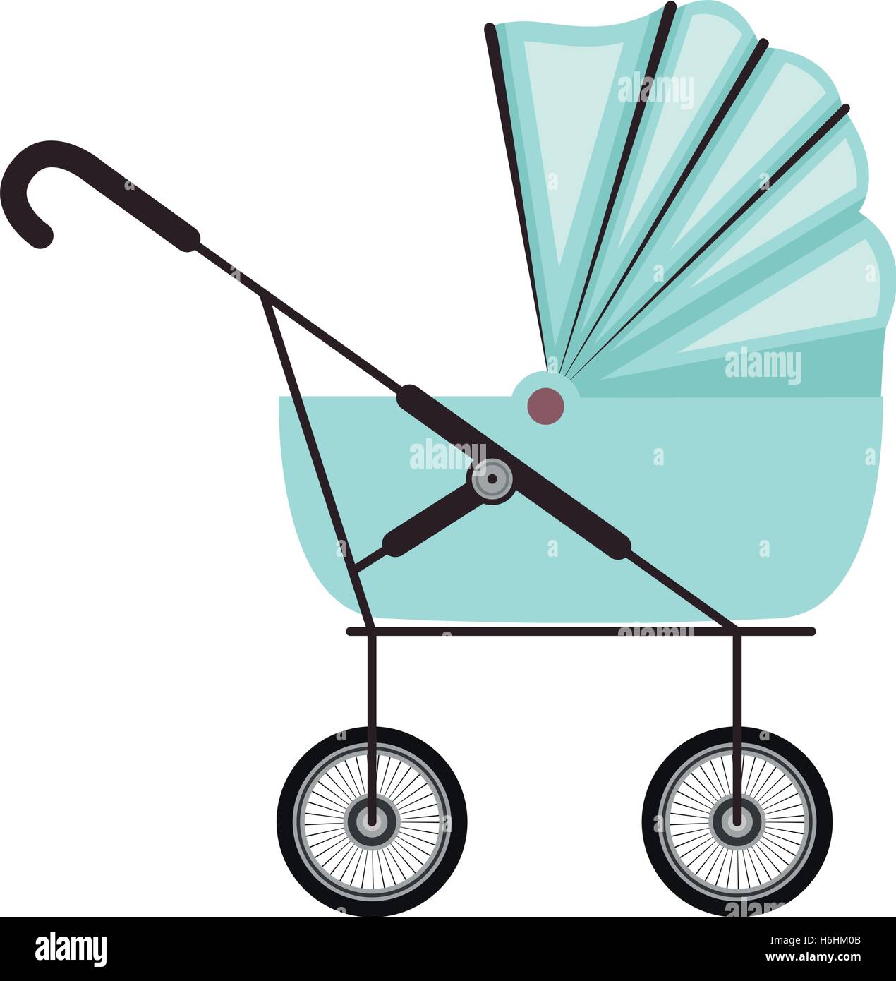 cute baby carriage with blue soft top vector illustration Stock Vector ...