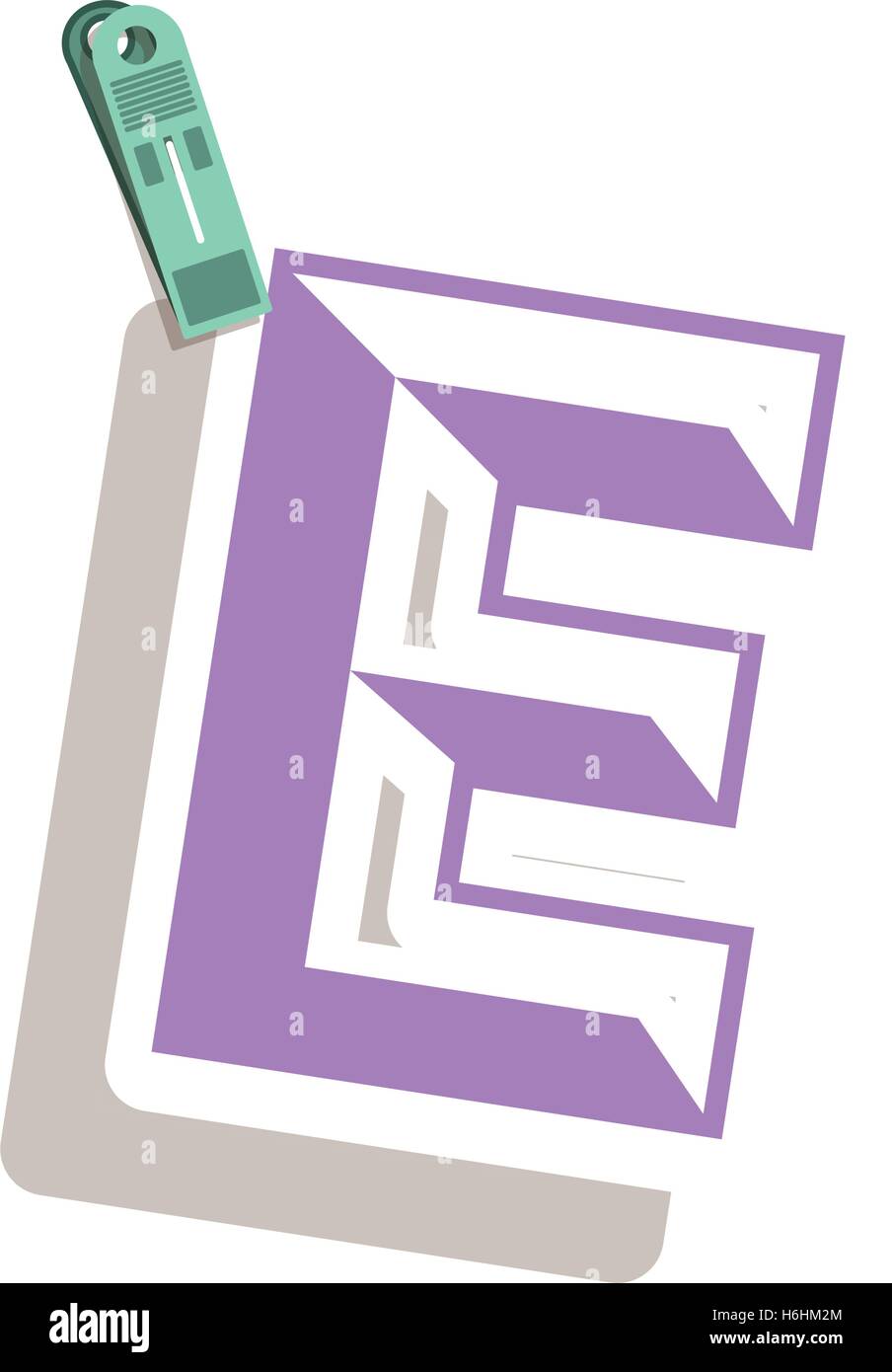 Clothespin holding relive letter e in shade vector illustration Stock ...