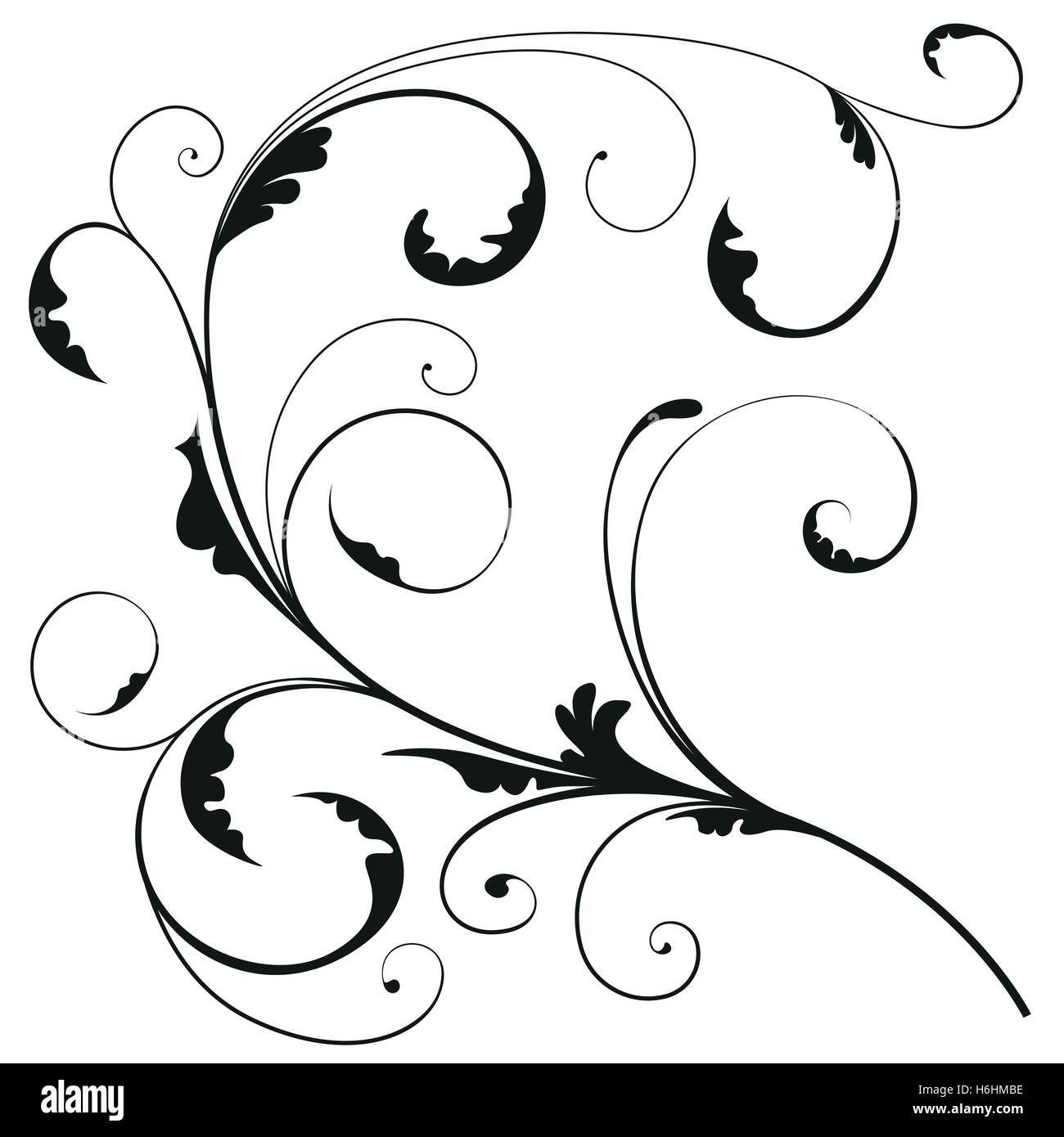Floral Scroll Branch Decoration Stock Vector Image & Art - Alamy