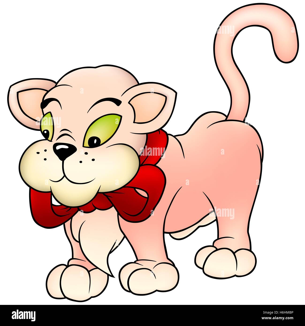 Cat With A Red Bow Stock Vector Image & Art - Alamy