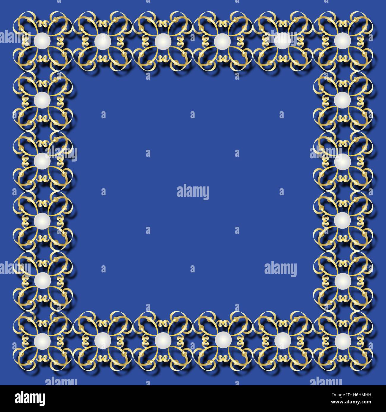 Gold filigree square frame - blue Stock Vector Image & Art - Alamy