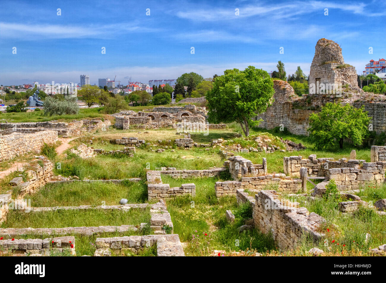 The remains of the ancient city of Chersonesus, 528 years. BCE. Oe ...