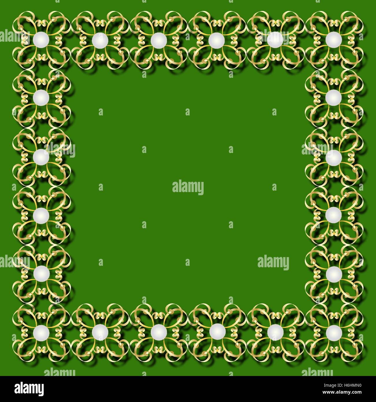 Gold filigree square frame - green Stock Vector Image & Art - Alamy