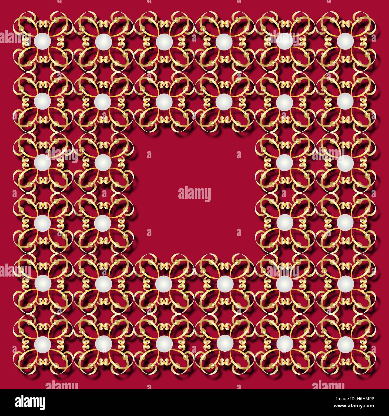 Gold filigree square double frame -red Stock Vector Image & Art - Alamy