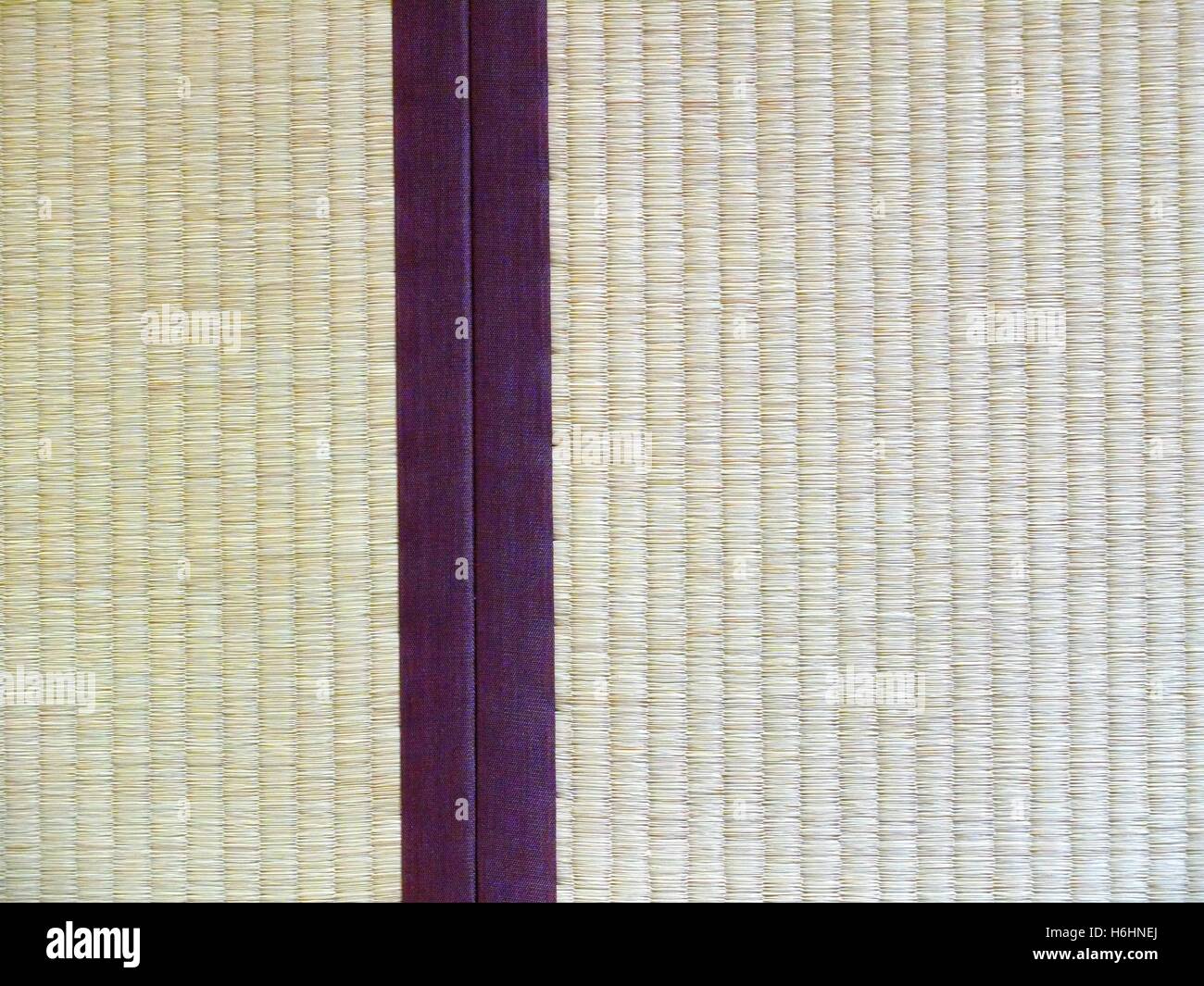 Tatami mat closeup with violet edging (heri). Straws visible Stock ...