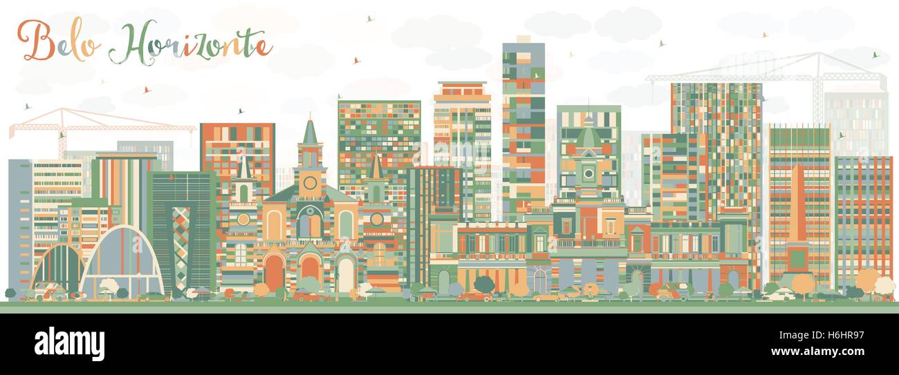 Abstract Belo Horizonte Skyline with Color Buildings. Vector ...