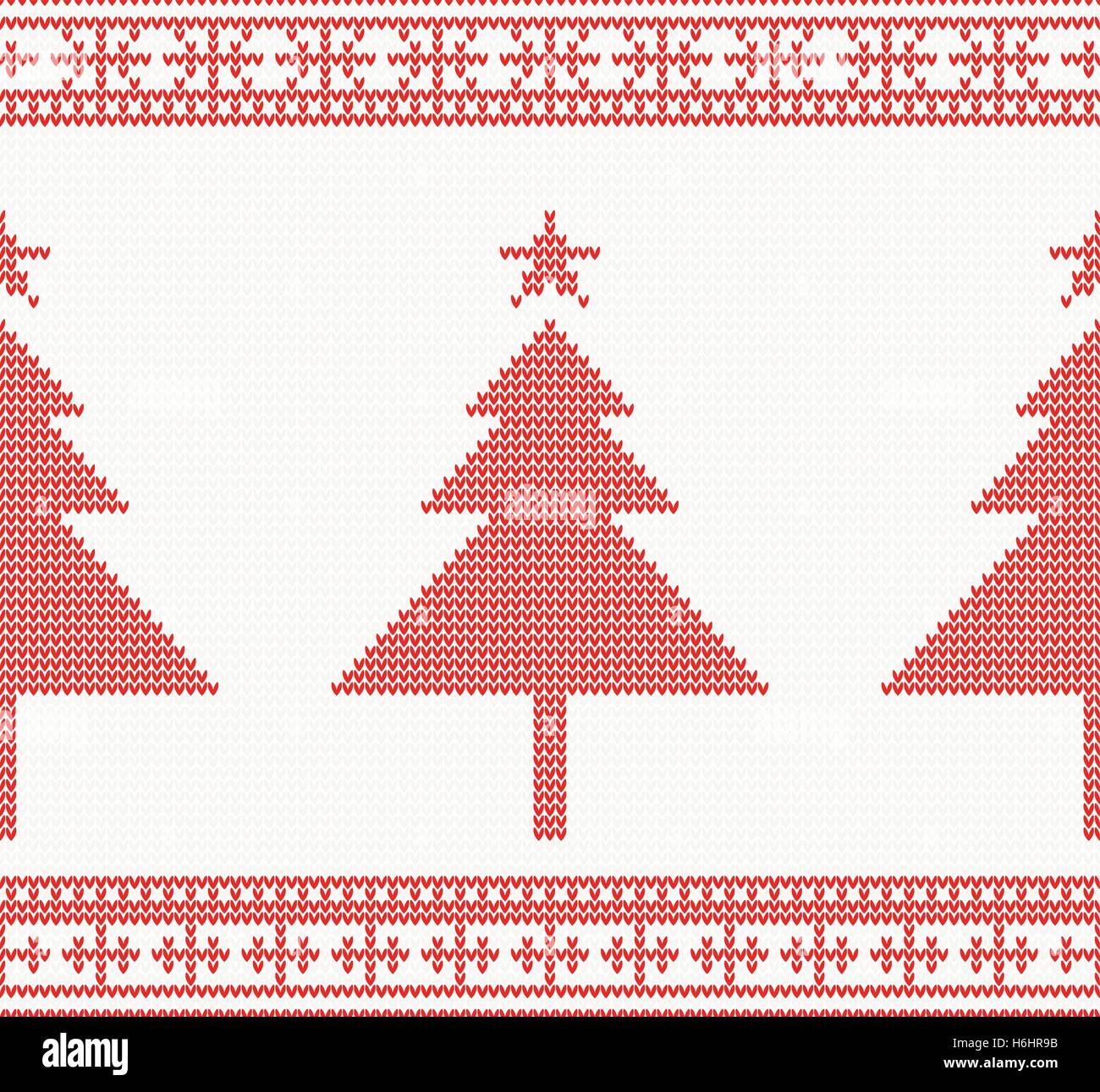 Christmas Knitted Seamless Background with Tree. Vector Illustration ...