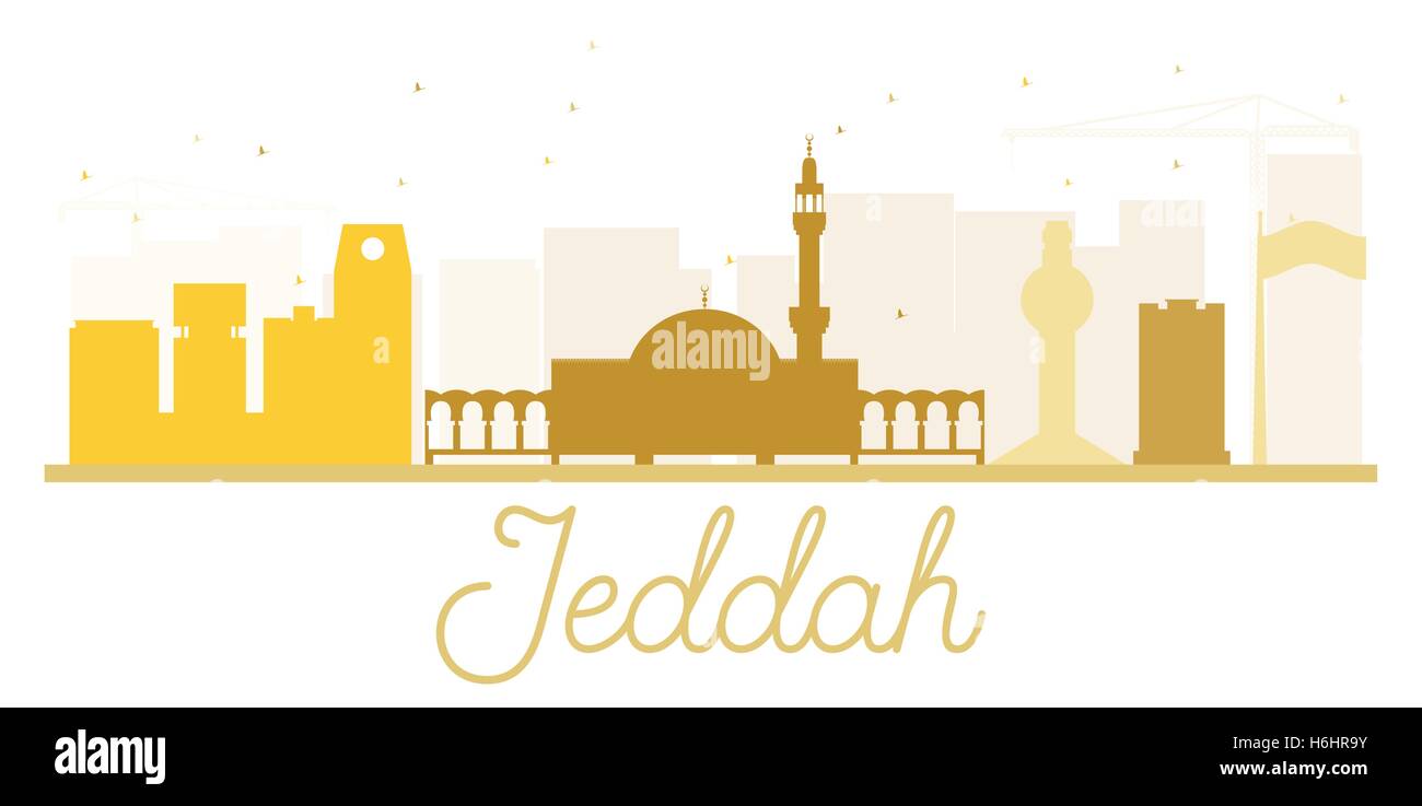 Jeddah City skyline golden silhouette. Vector illustration. Simple flat ...