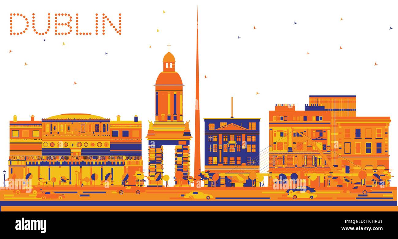 Abstract Dublin Skyline with Color Buildings. Vector Illustration ...