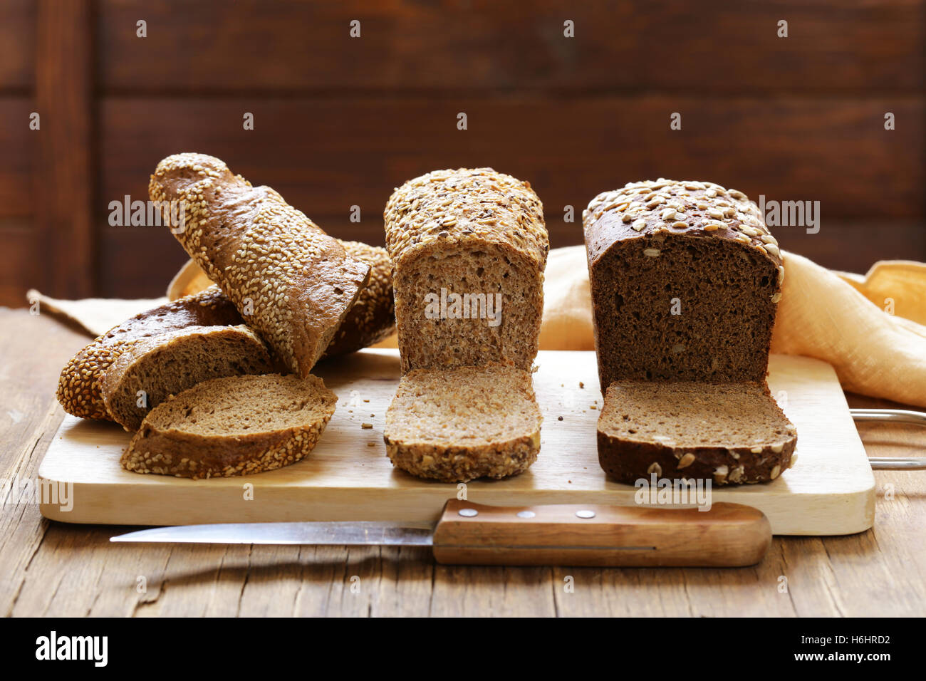 Natural organic bread made from whole wheat flour with the seeds Stock ...