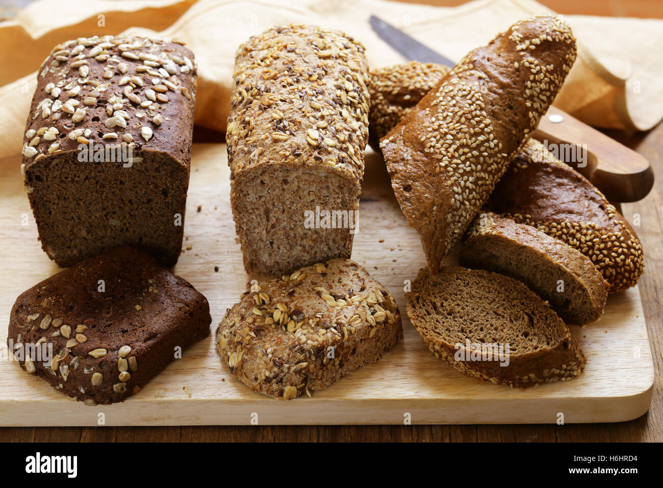Natural organic bread made from whole wheat flour with the seeds Stock ...