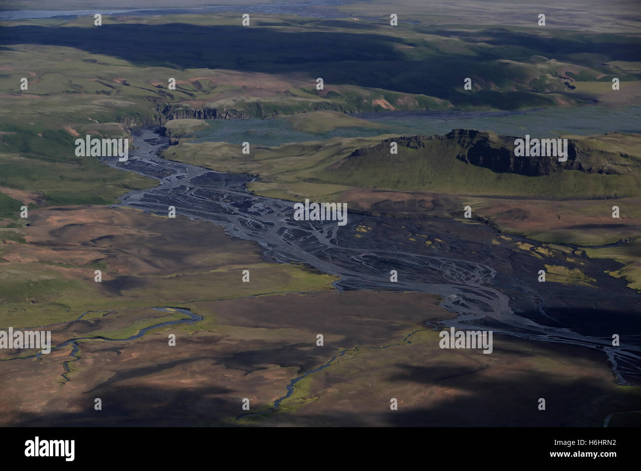 Aerial view of glacial rivers South Iceland Stock Photo - Alamy