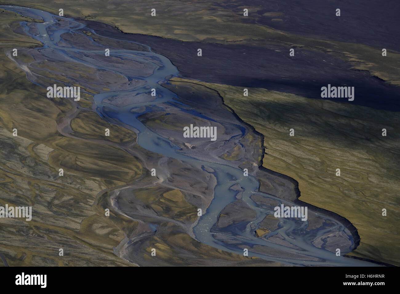 Aerial view of glacial rivers South Iceland Stock Photo - Alamy