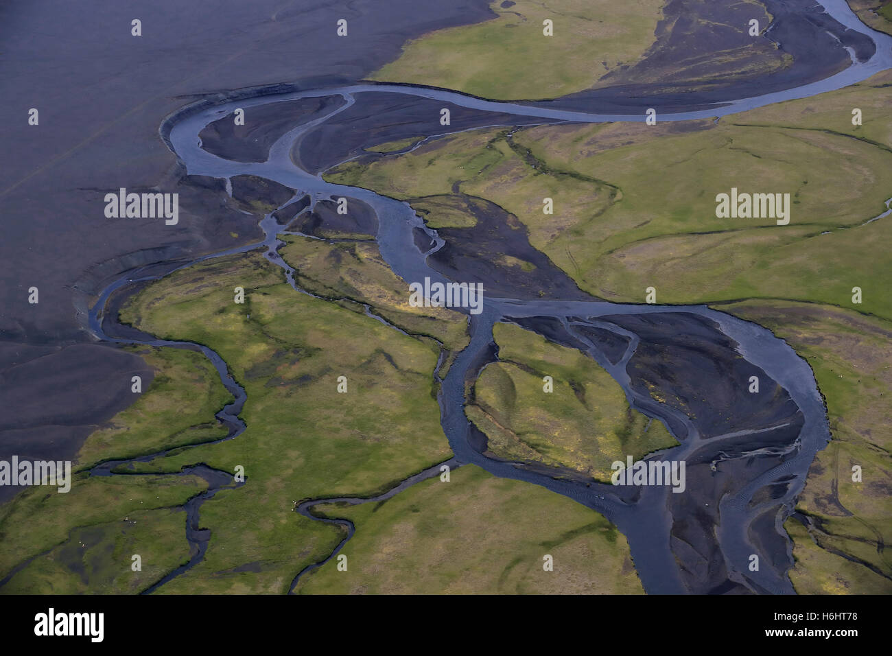 Aerial view of glacial rivers South Iceland Stock Photo - Alamy