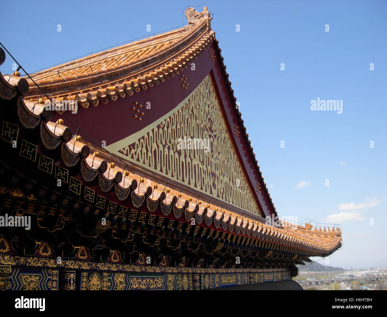 A roof of a building inside Summer Palace in Beijing, China Stock Photo ...