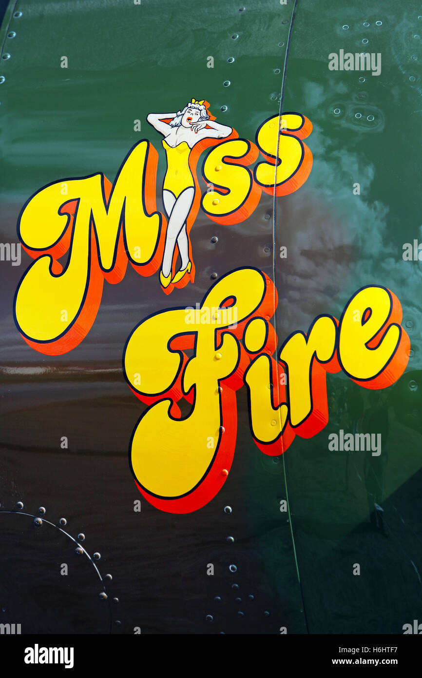 Miss Fire; airplane art on vintage plave at the Australian ...