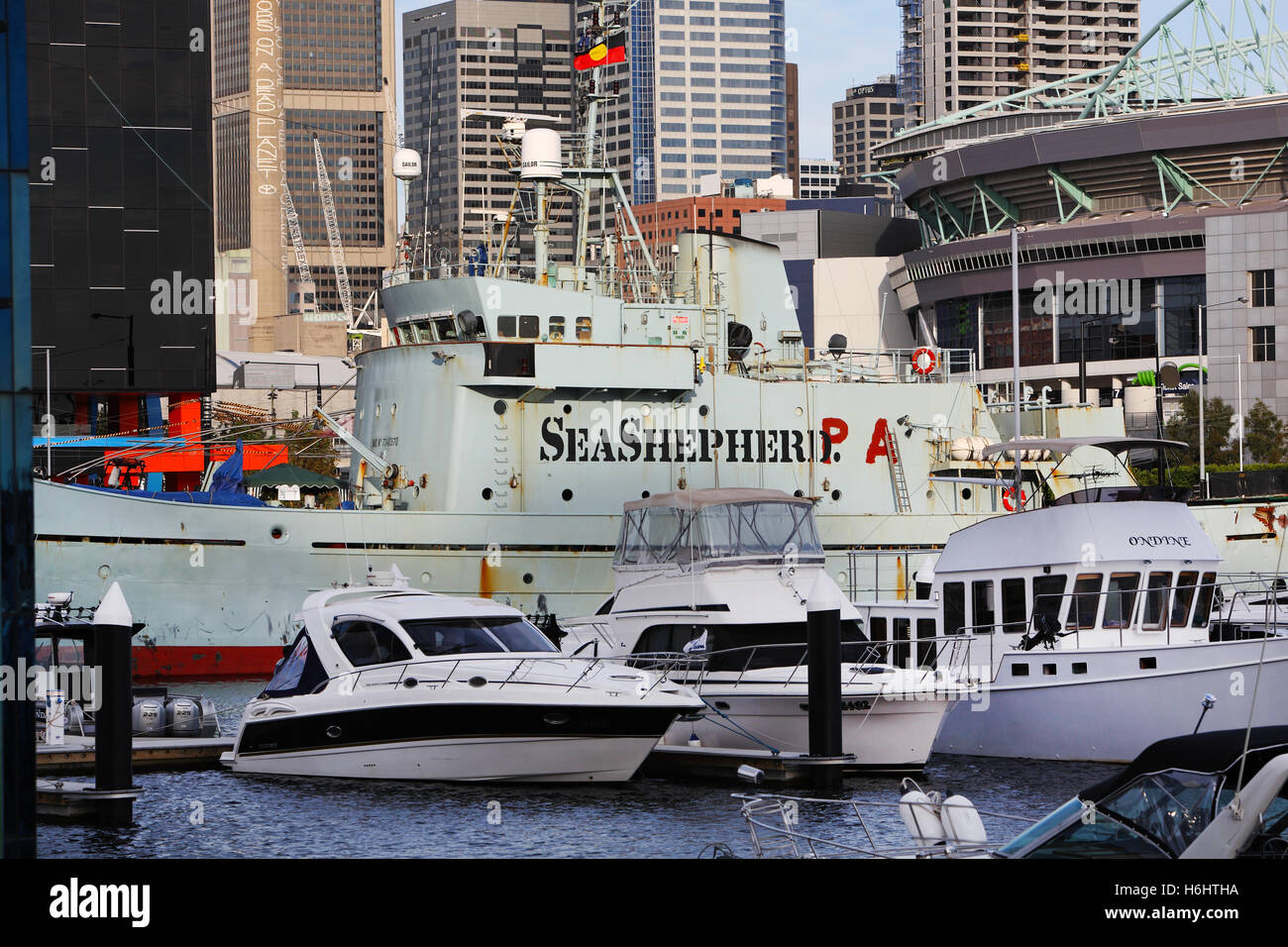 Sea shepherd vessel MV Robert Hunter at the pier in Melbourne's ...