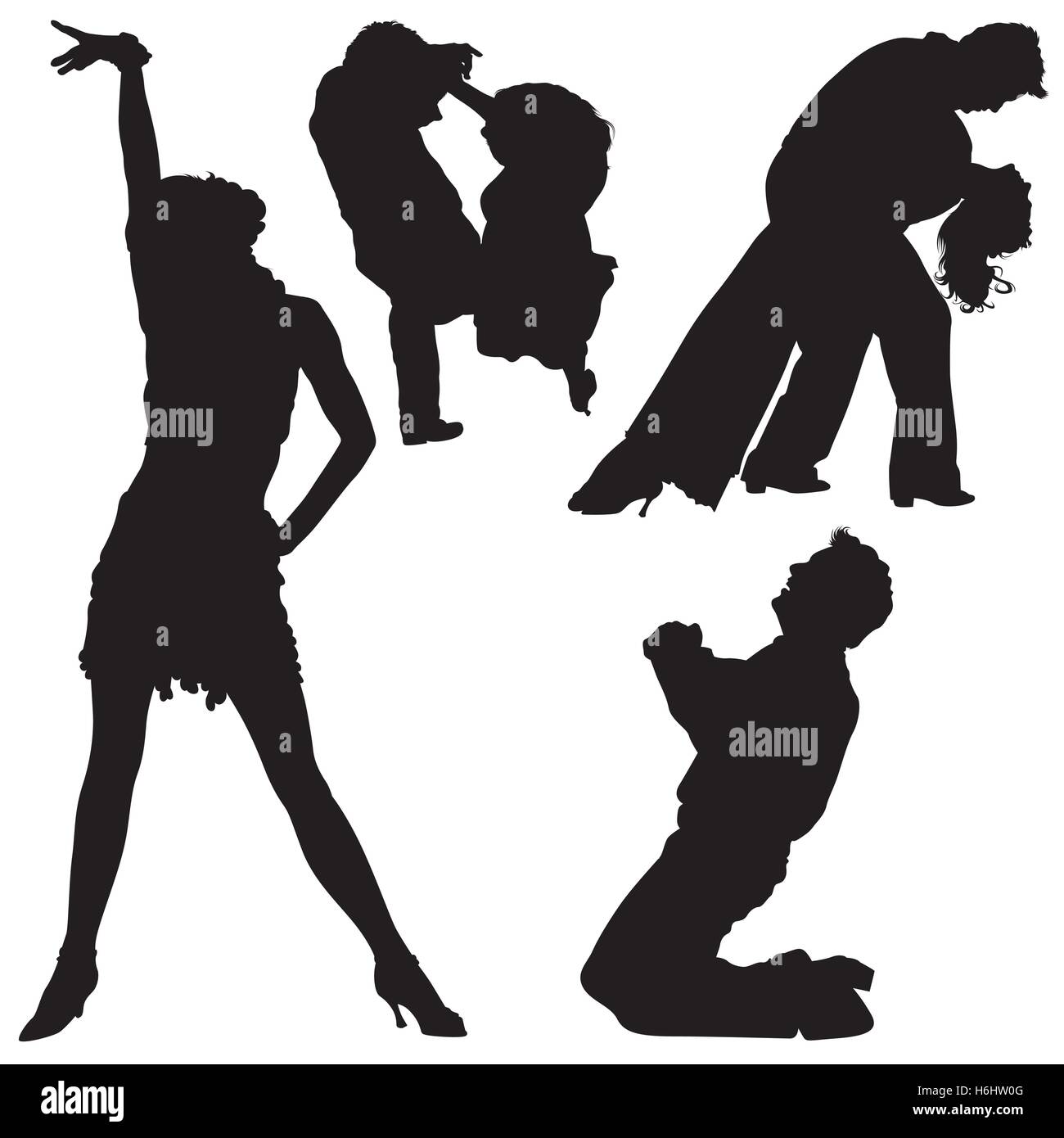 Isolated black silhouette couple dancing Cut Out Stock Images ...