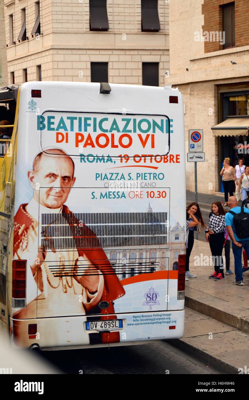 Picture of Pope Francis on back of bus in Vatican strip Stock Photo - Alamy