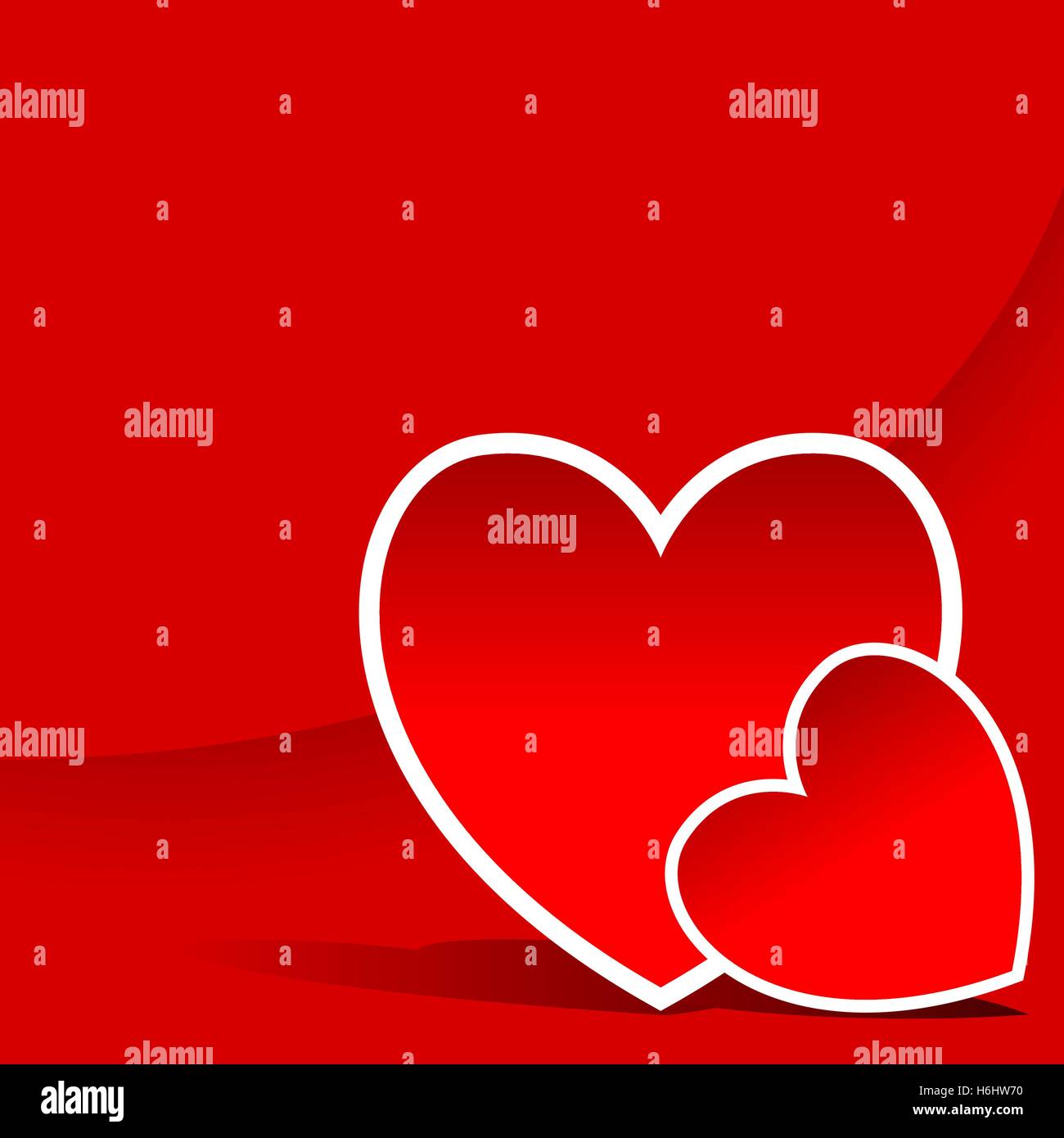 Red Background With Two Hearts Stock Vector Image & Art - Alamy