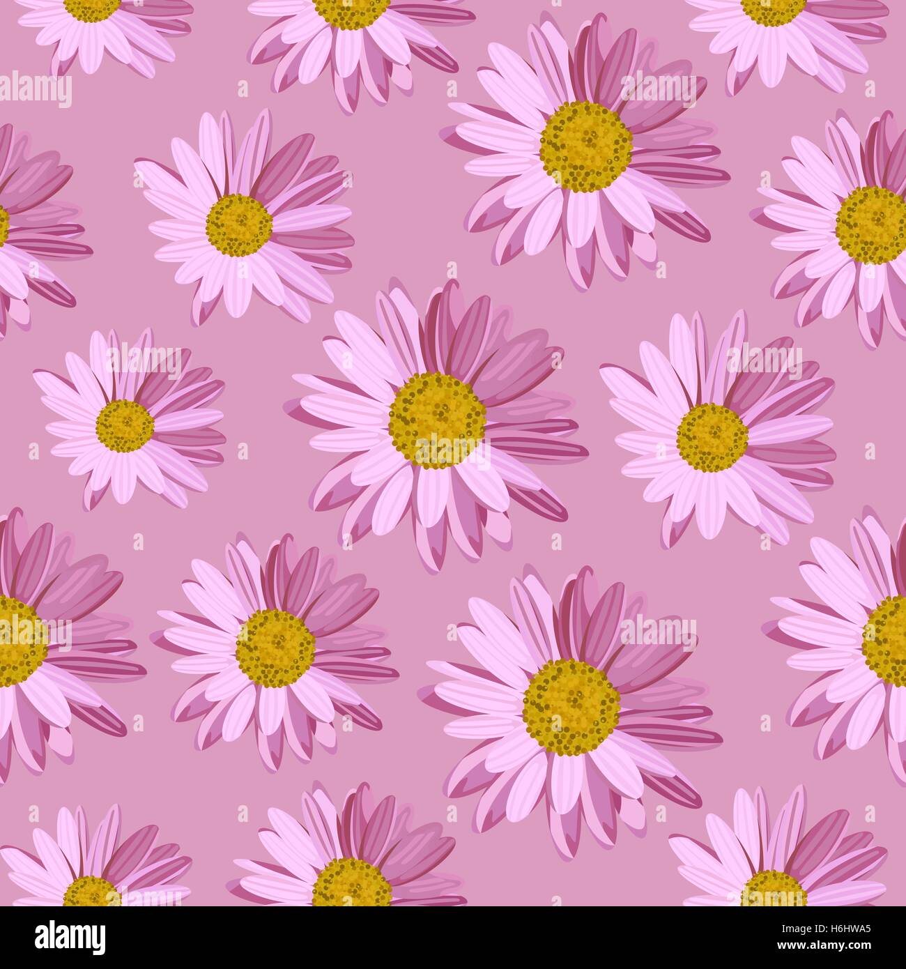 Seamless pattern with daisies on pink background. Vector illustration ...
